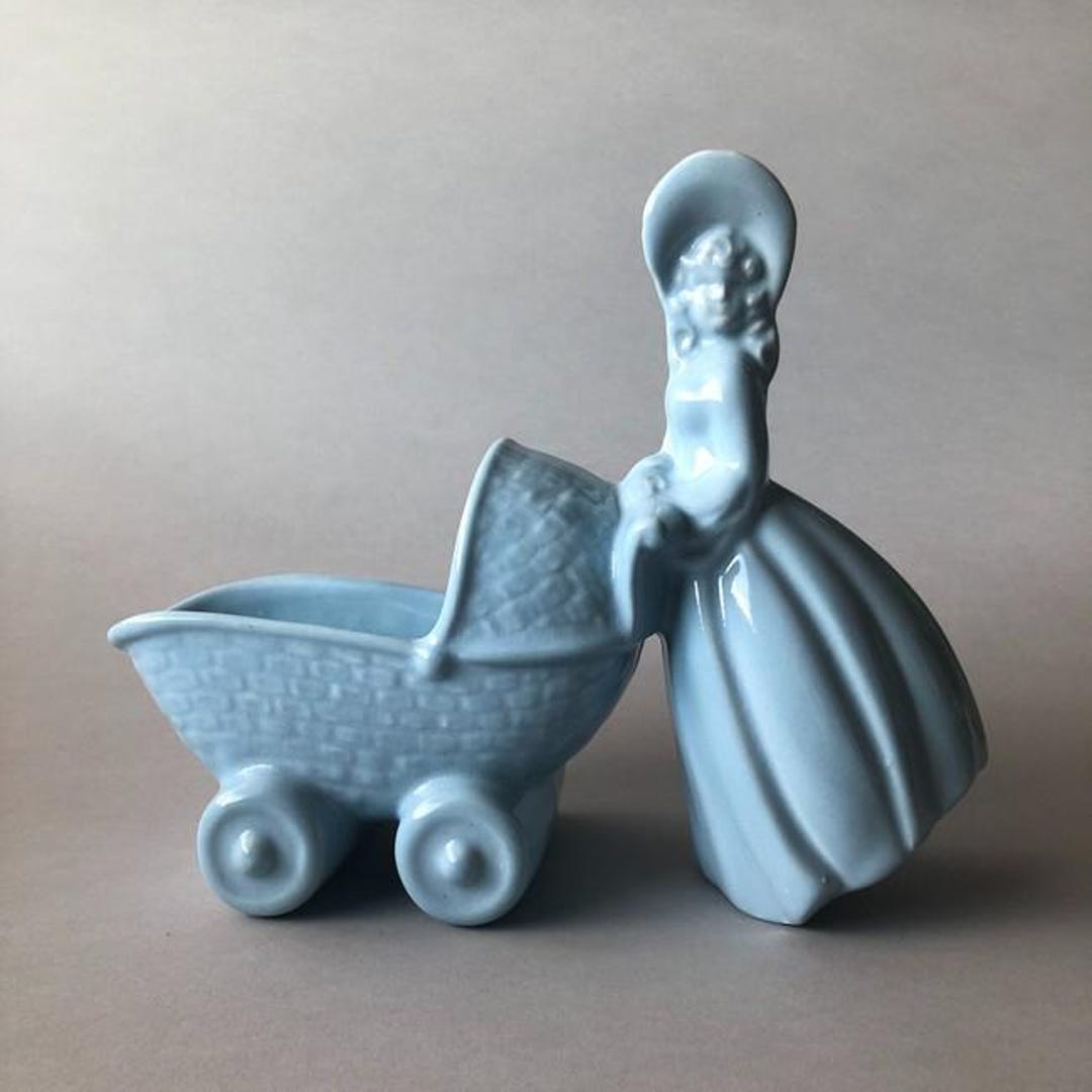 1950s Haeger Ceramic Woman With Pram Figurine: Powder Blue Artware - Etsy