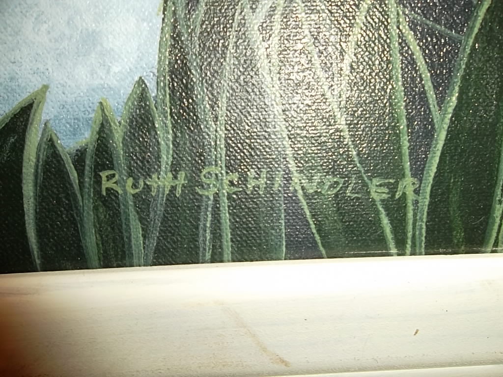 1980's Ruth Schindler Rare Vintage Handpainted Sheep Canvas Painting ...