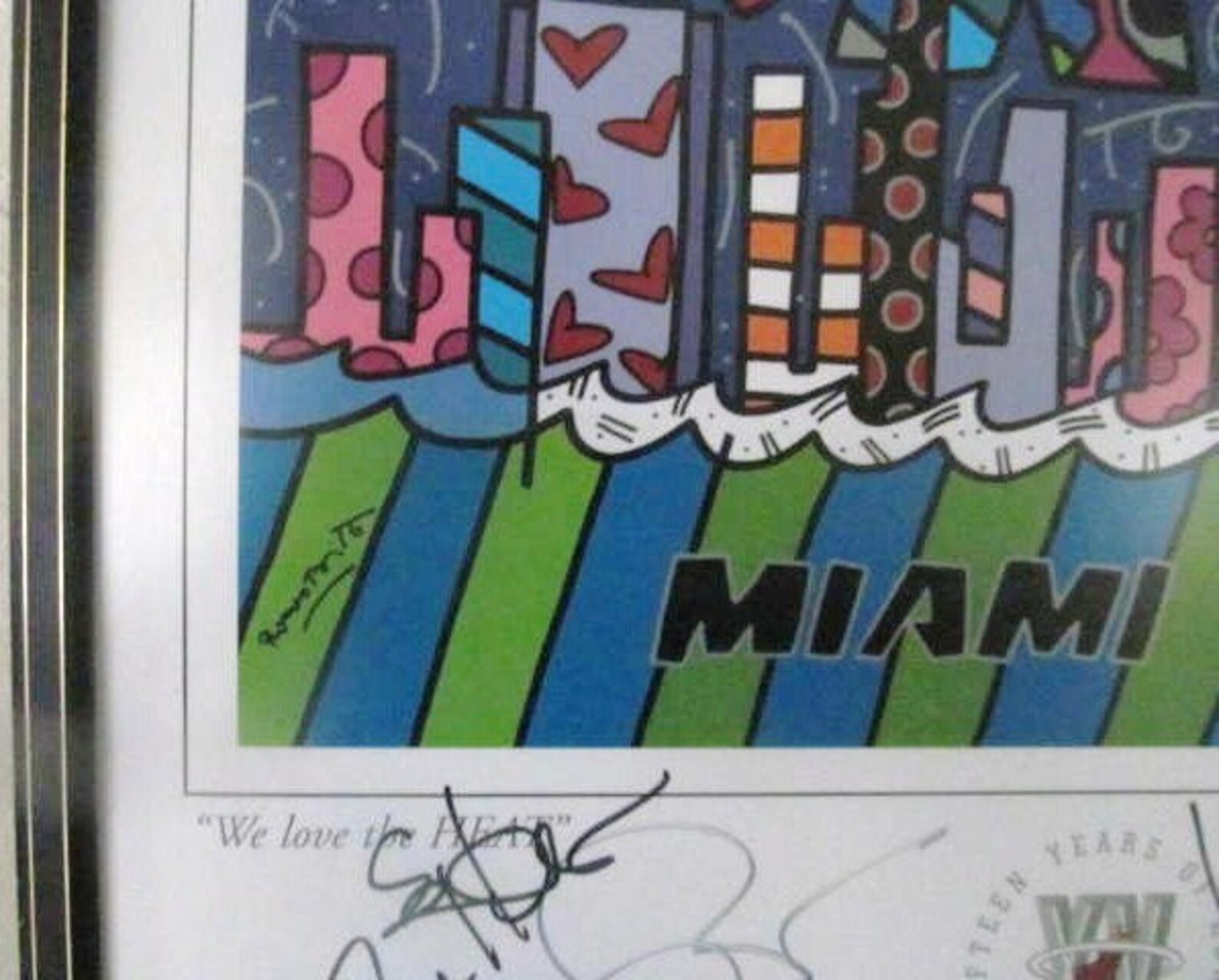 Romero Britto Miami Heat Commemorative 1988-2003 Poster Hand Signed ...