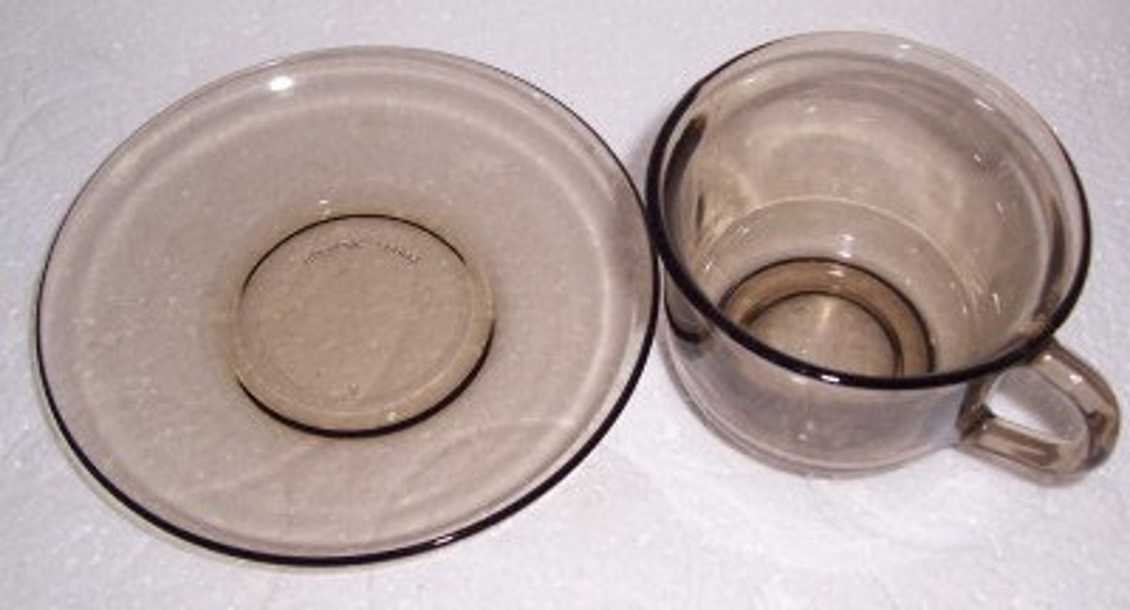 Arcoroc Cup & Saucer Set Tan Brown Color Collectible Glass | Etsy