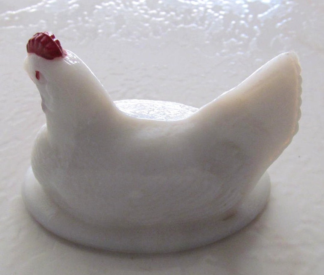 Vintage Original Miniature Glass Hen-white Milk Glass Rooster Chicken ...