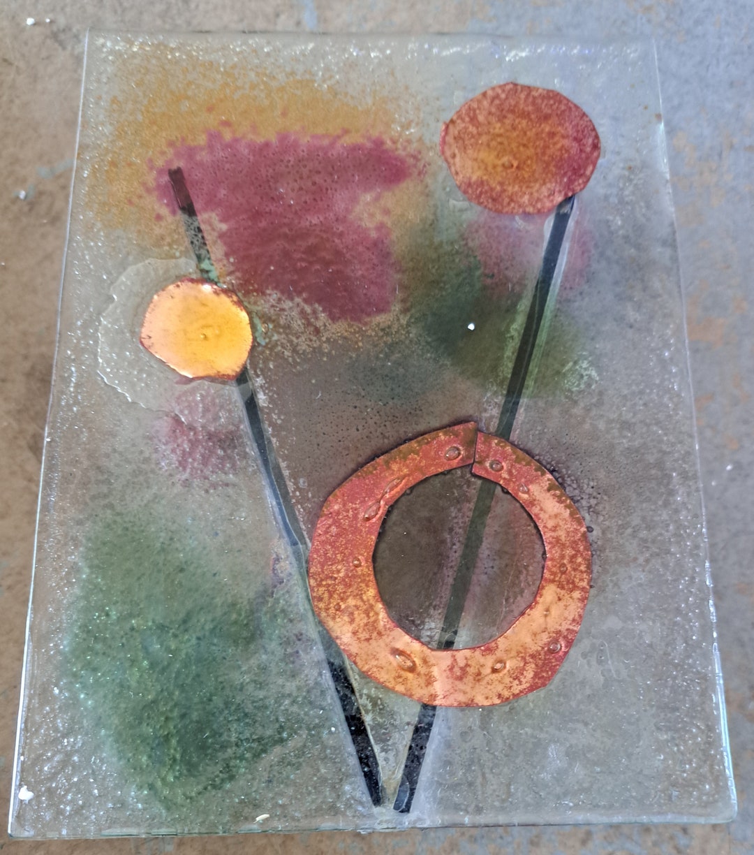 Hanna Bahral Fused Glass Vase: Abstract Jewish Art, Made in Israel - Etsy