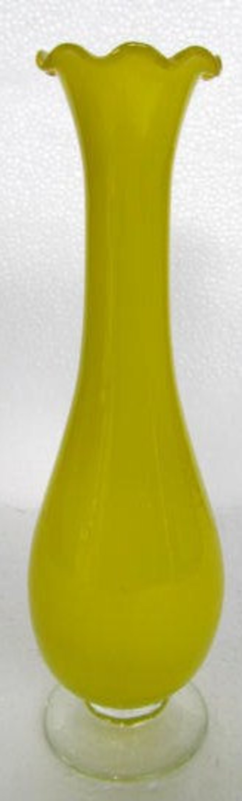 Handblown Mid-century Style Yellow Color Glass With Ruffled Top Design ...