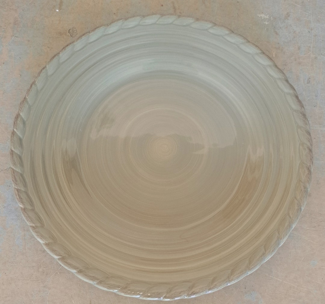 Artmino Extra Large Dinner Plate Sage Color Handpainted Earthenware by ...