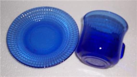 Forte Crisa Cup & Saucer Set Cobalt Blue Checkered Collectible | Etsy