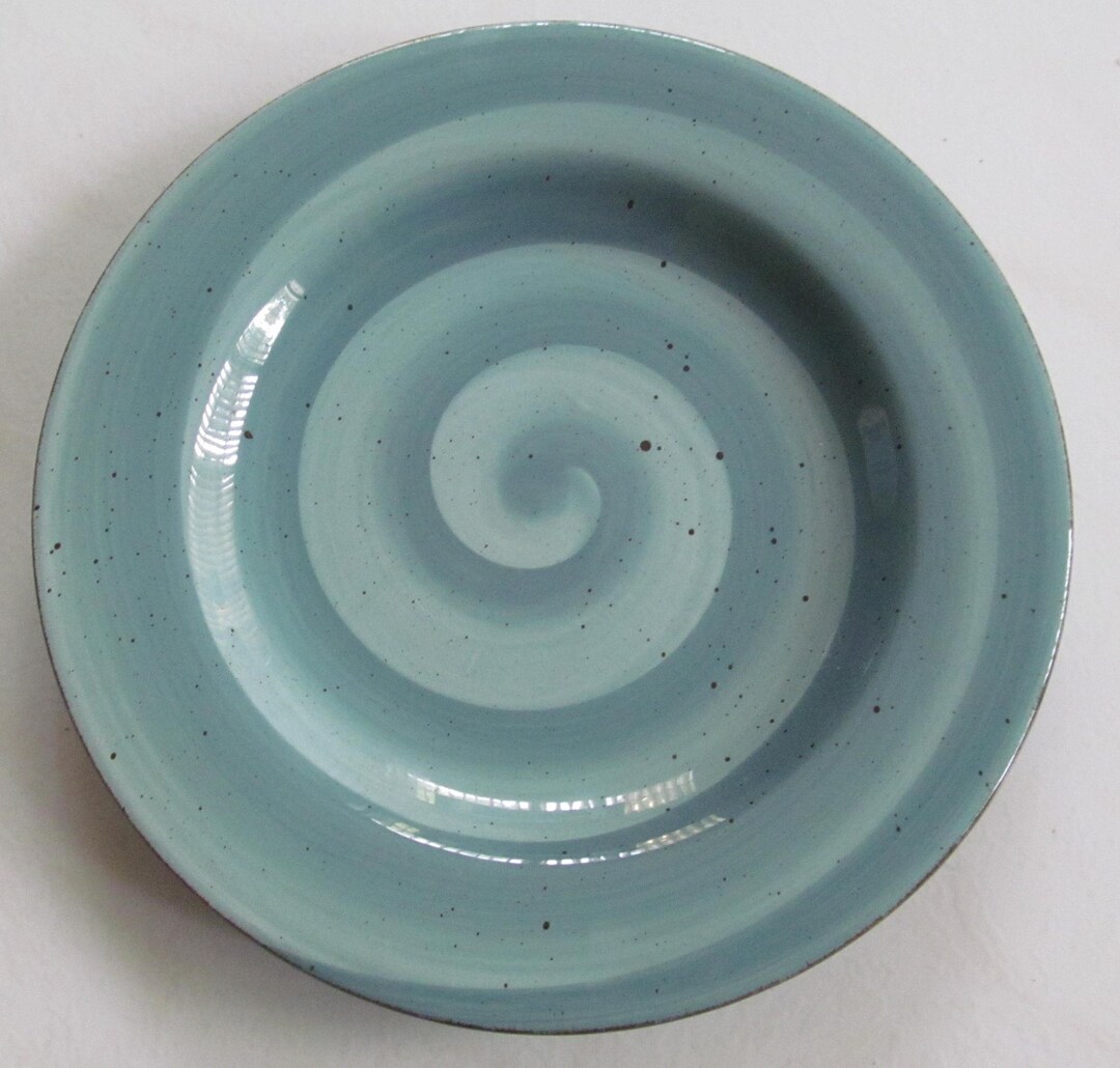 Hausenware Hand Painted TWIST Teal Blue Color Design Large Dinner Plate ...