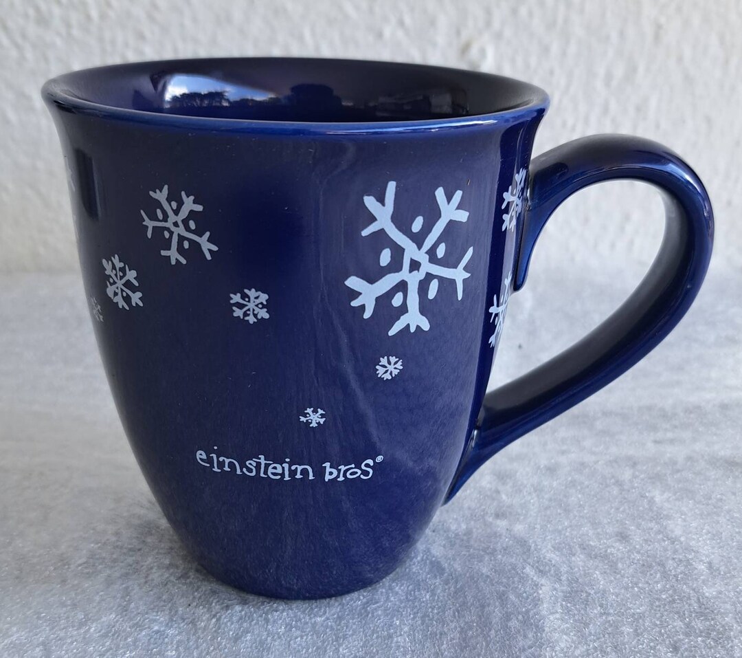 Extra Large Blue Xmas Holiday Mug by Einstein Bros Decorated With ...