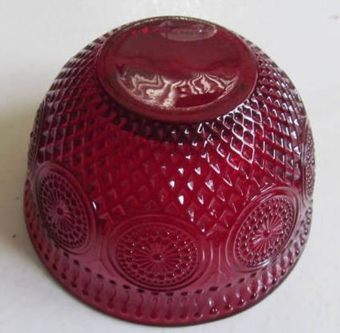 Ruby Red Pressed Glass Designed Glass Dinner/dessert Serving Bowl 5" - Etsy