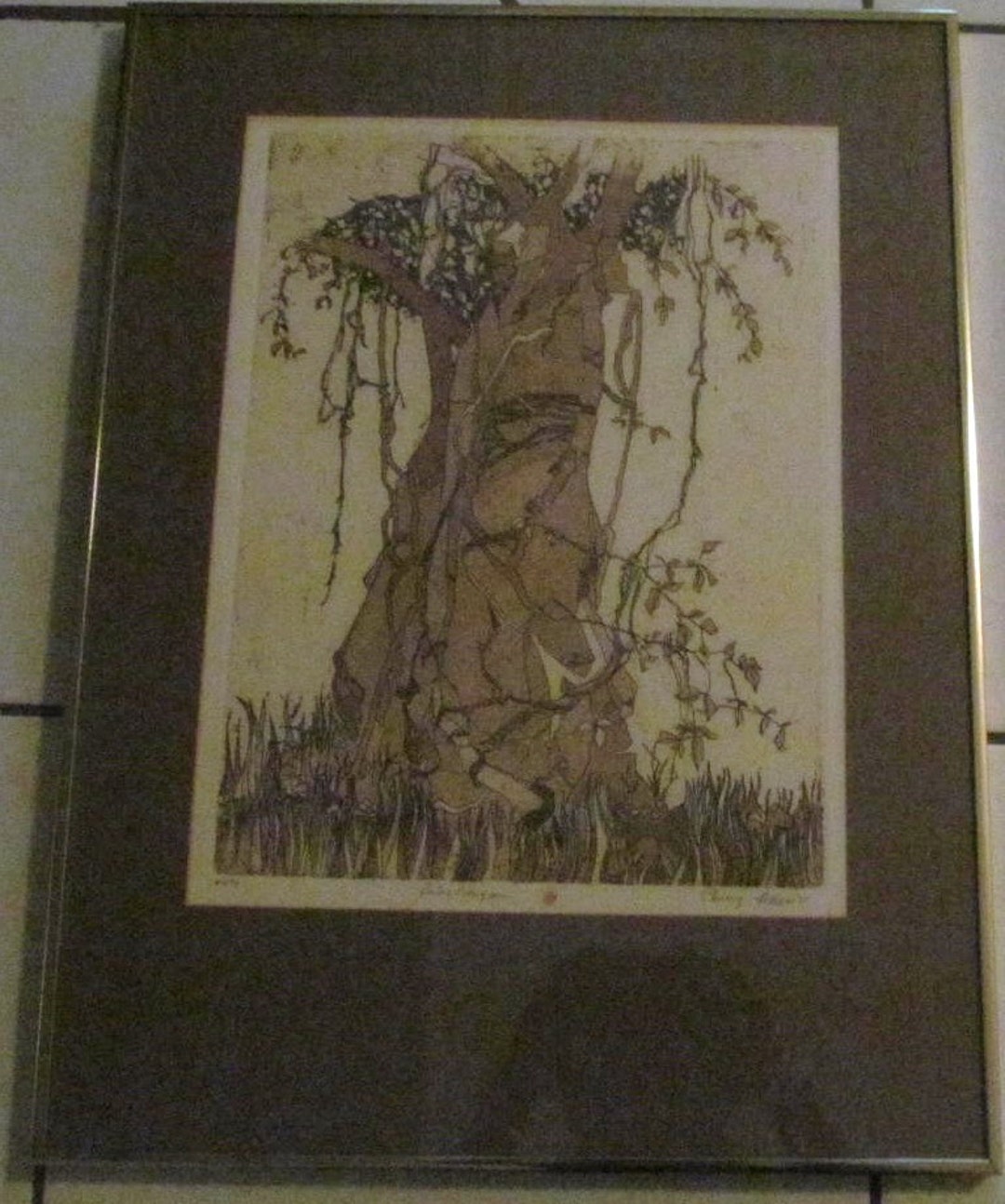 Rare 1975 Penny Feder "baby Banyan" Etching & Woodcut Hand Signed #64/ ...