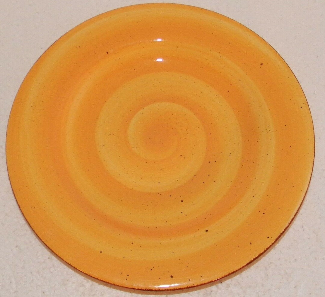 Hausenware Hand Painted TWIST Yellow Design Salad Plate Stonemite 9" - Etsy