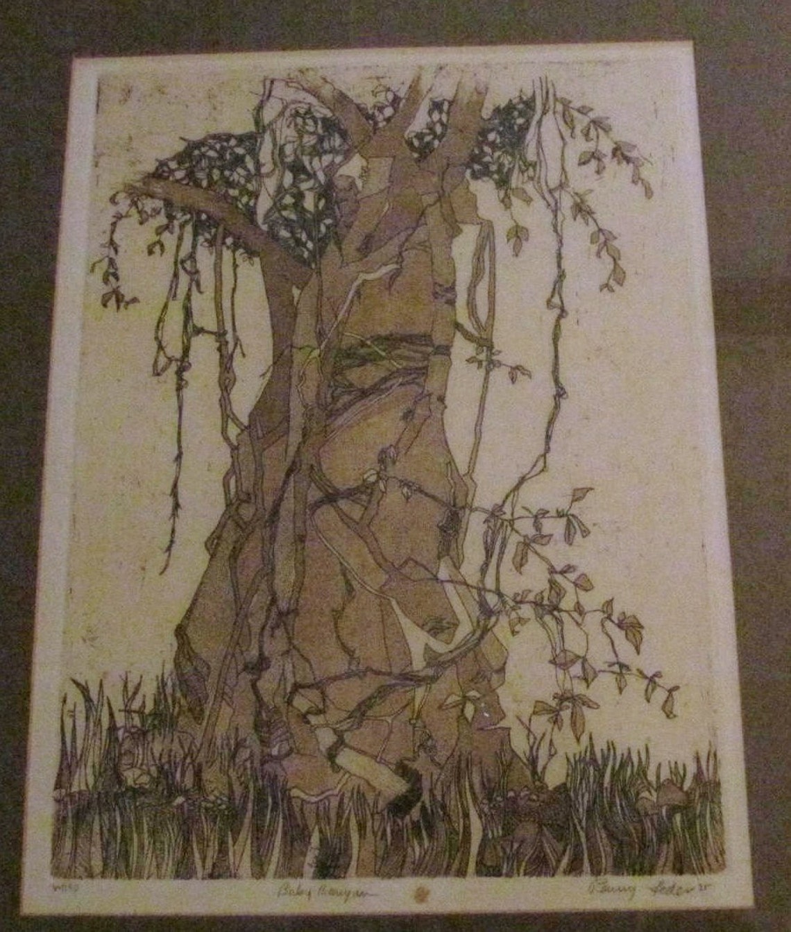 Rare 1975 Penny Feder baby Banyan Etching & - Etsy