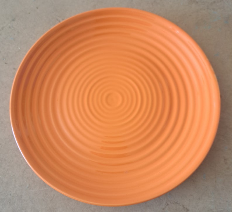 Orange Color Dinner Plate With Grooves Gloss Finish by Lifestyles ...