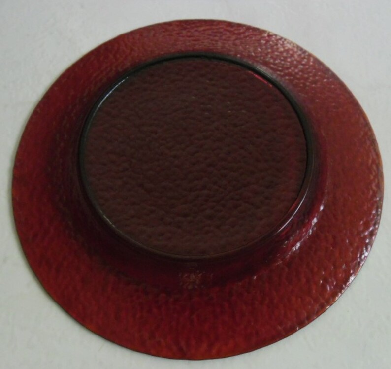 Vintage Ruby Red Hand-pressed Designed Collectible Solid Glass Side ...