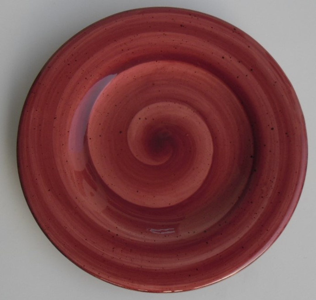 Hausenware Hand Painted TWIST Burgundy Red Design Collectible Salad ...