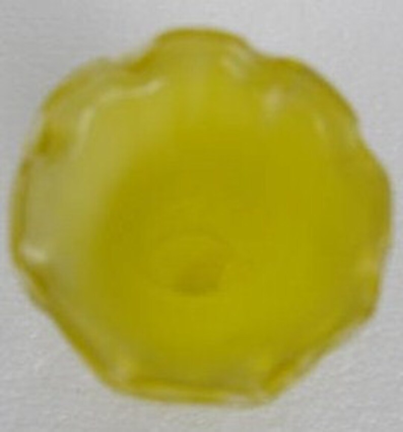 Handblown Mid-century Style Yellow Color Glass With Ruffled Top Design ...