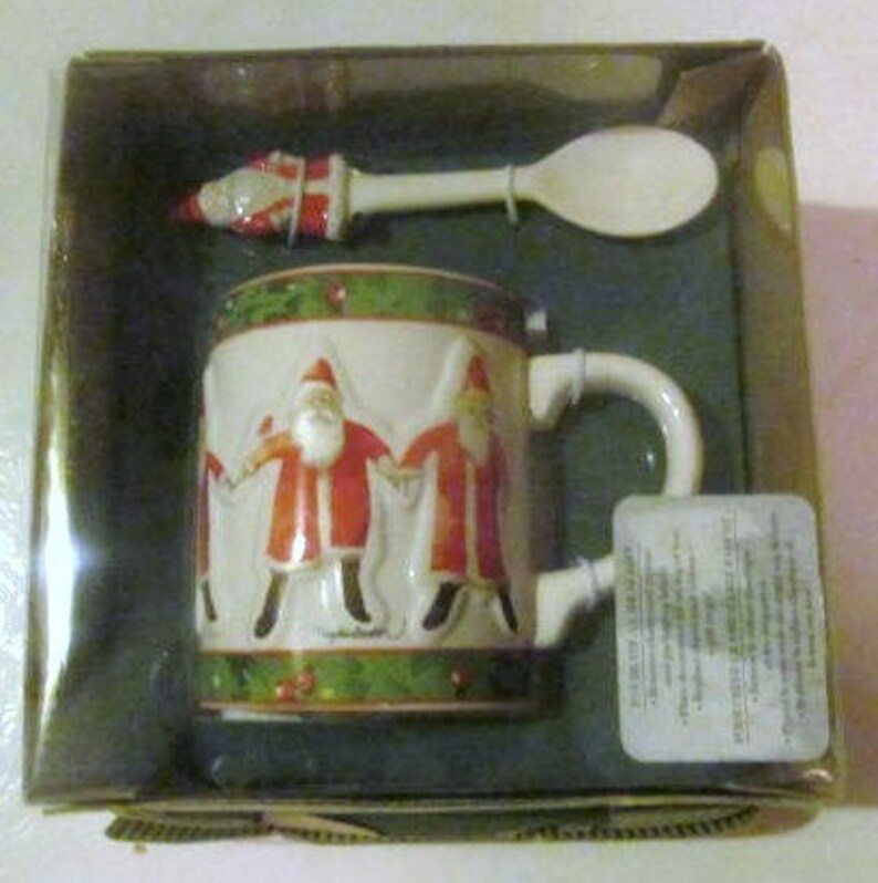 Hallmark Hand Painted Santa Mug & Spoon Collectible Ceramic - Etsy