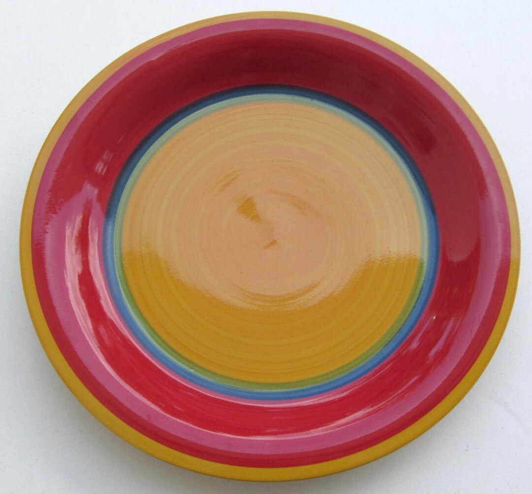 Hand Painted Multi-colored Swirl Design With a Solid Yellow Middle ...