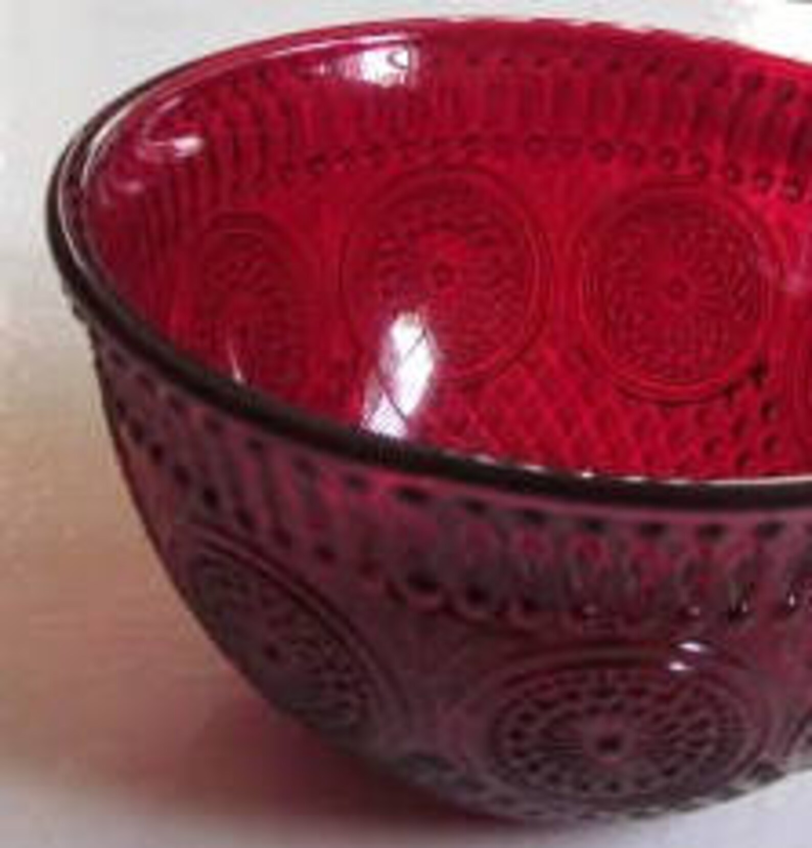 Ruby Red Pressed Glass Designed Glass Dinner/dessert Serving Bowl 5" - Etsy