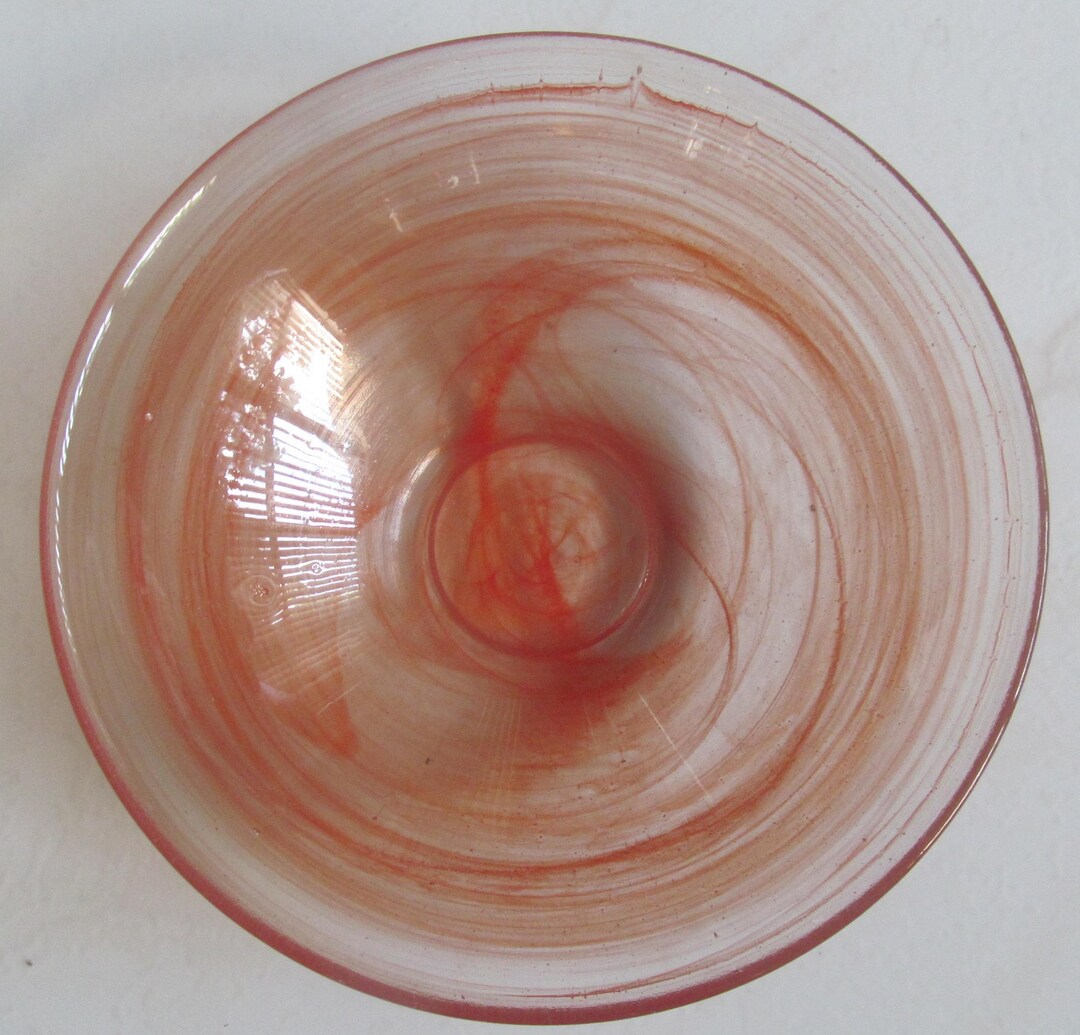 Bormioli Rocco Glass Serving Bowl: Murano Orange Swirl Design - Etsy