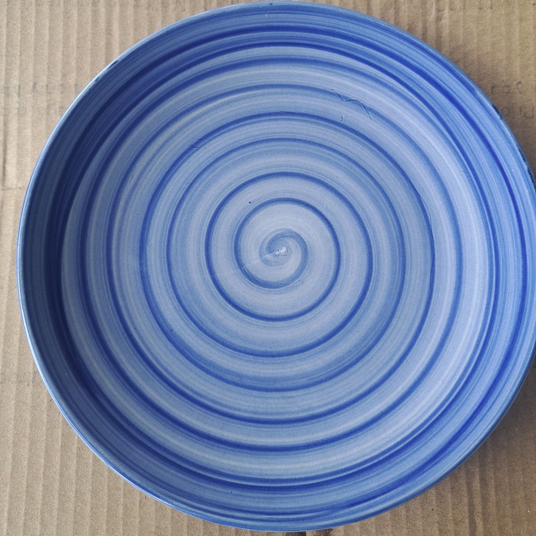 SWIRL BLUE Color Swirl Designs, Handpainted Collectible Salad Plate - Etsy