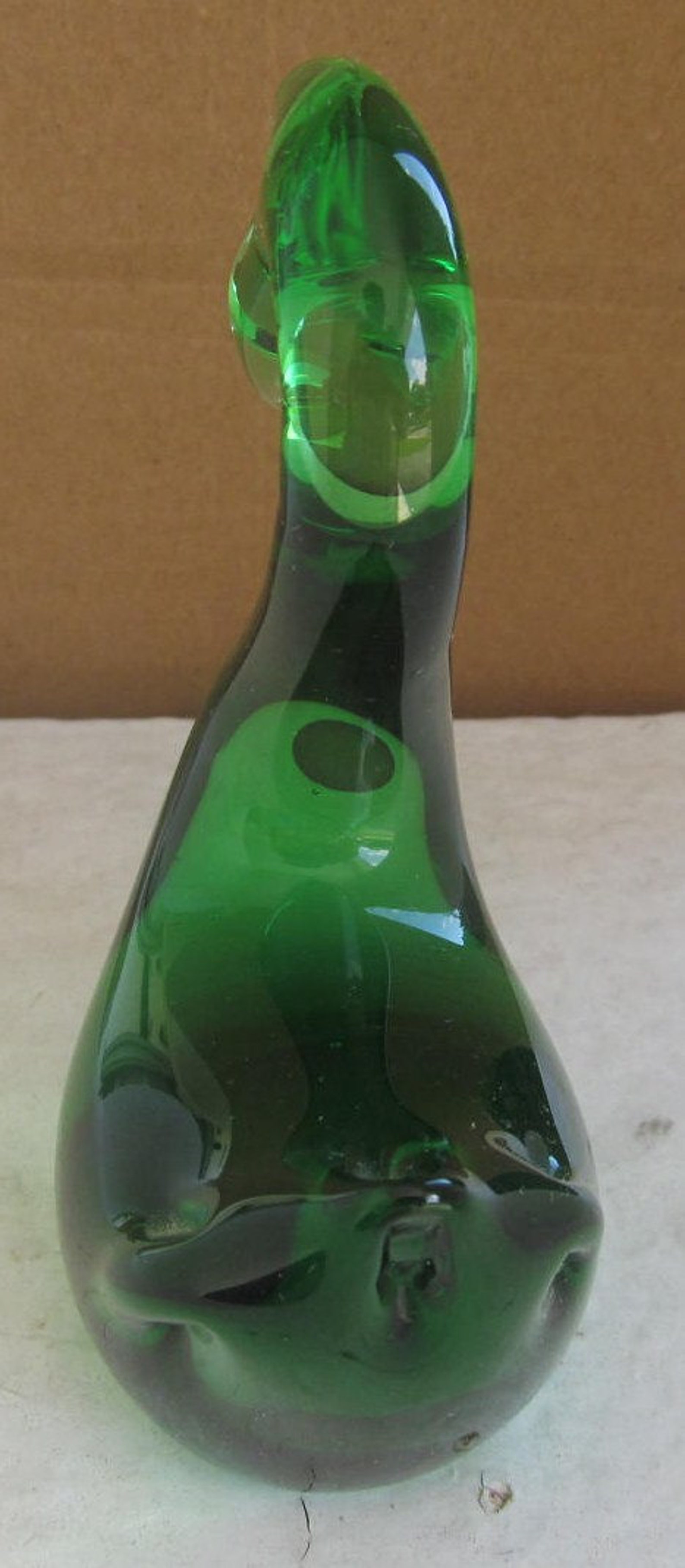 Viking Glass Hand-blown Solid Glass Swan Green Color Mid-century Style ...