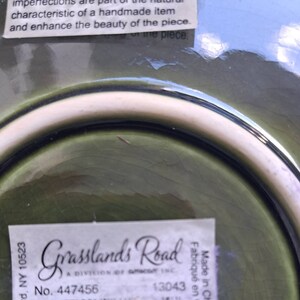 Grasslands Road Pottery Green Color Ceramic Collectible Embossed ...