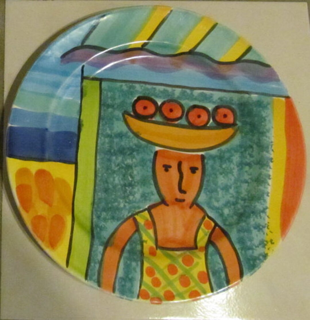 The Cellar Handpainted "island Lady'' Collectible Large Dinner Plate ...