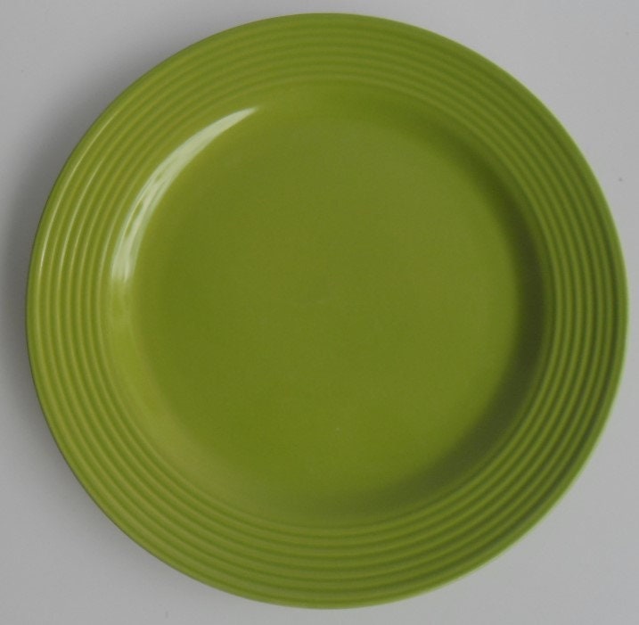 Green Color China Stoneware Ringed Style Large Dinner Plate 10 3/4 ...