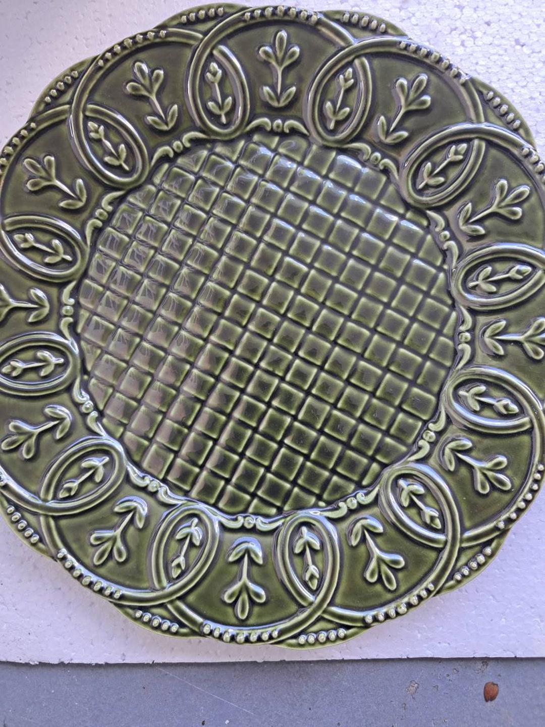 Grasslands Road Pottery Green Color Ceramic Collectible Embossed ...