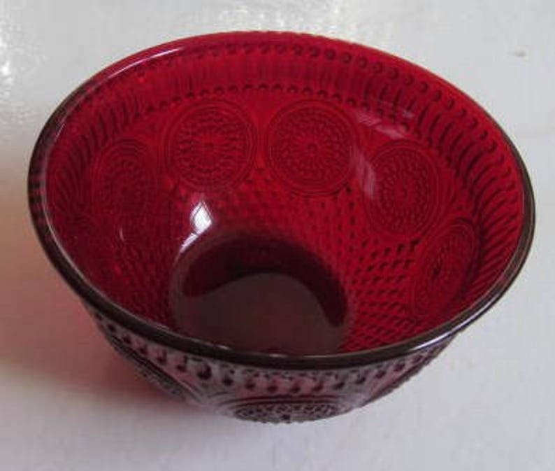 Ruby Red Pressed Glass Designed Glass Dinner/dessert Serving Bowl 5" - Etsy