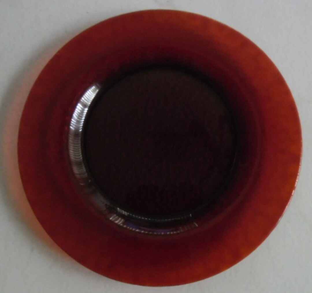 Vintage Ruby Red Hand-pressed Designed Collectible Solid Glass Side ...