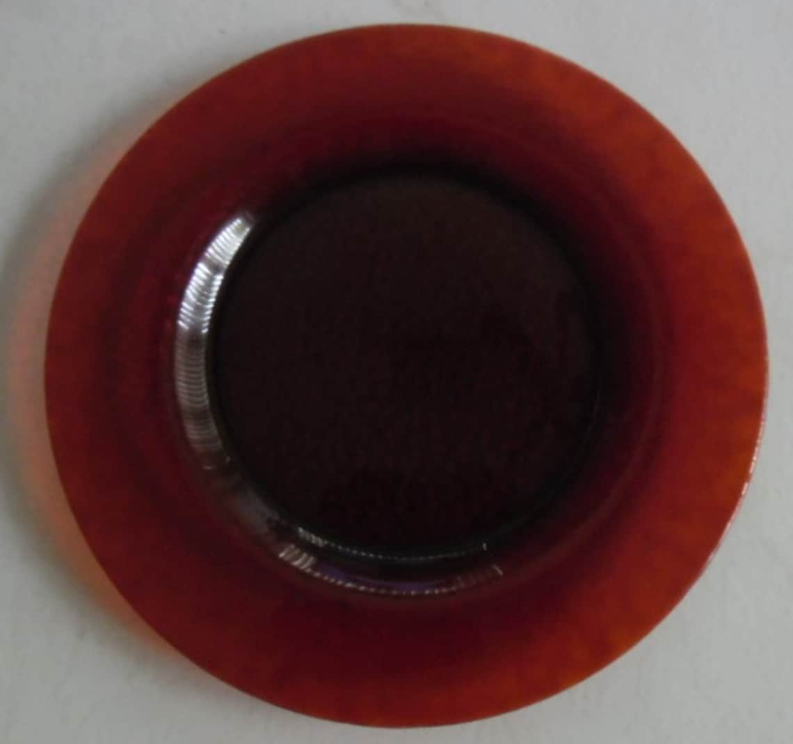 Vintage Ruby Red Hand-pressed Designed Collectible Solid Glass Side ...