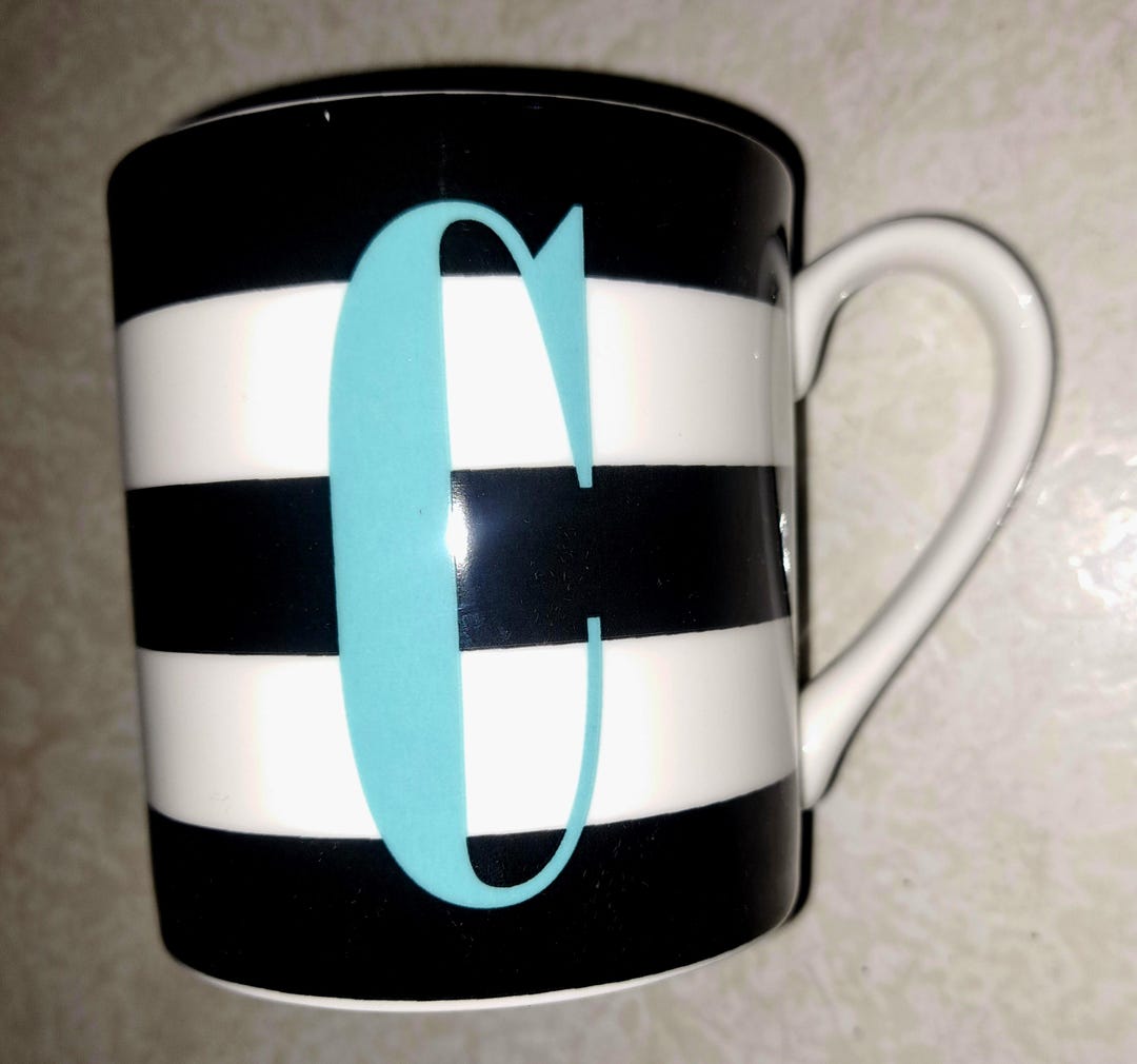 Kate Spade Letter C Mug Black & White Stripe Porcelain Mug by Lenox - Etsy