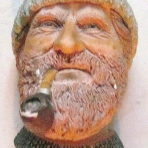 1990 W.h.bossons Titled "fisherman" Handpainted Plaster Molded Wall ...
