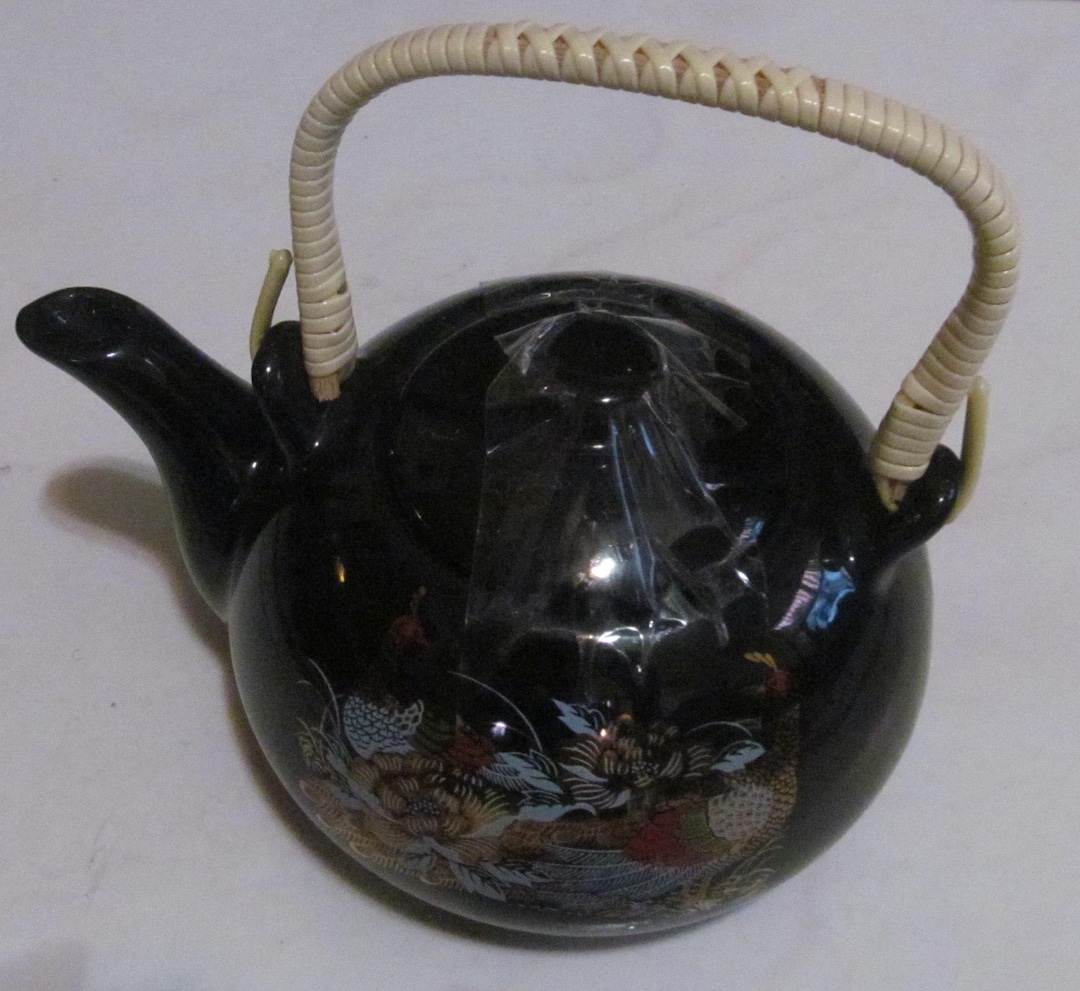 Vintage Black Color Ceramic Japanese Satsuma Teapot for 3 Handpainted ...