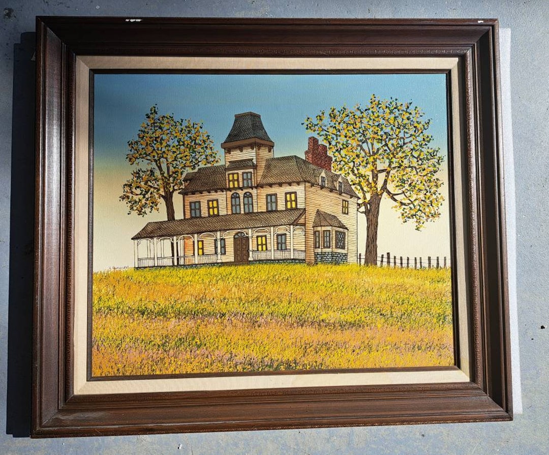 Vintage Serigraph Painting by H. Hargrove Titled "the Old Country House ...