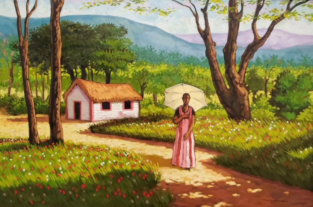 Rare Signed Samuel Machuca Countryside Landscape Art Painting Dominican ...