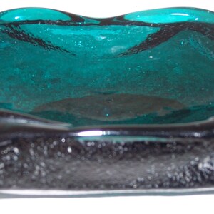 Vintage 1950's Blenko Aqua Green Color Handmade Sculptured Glass Square ...