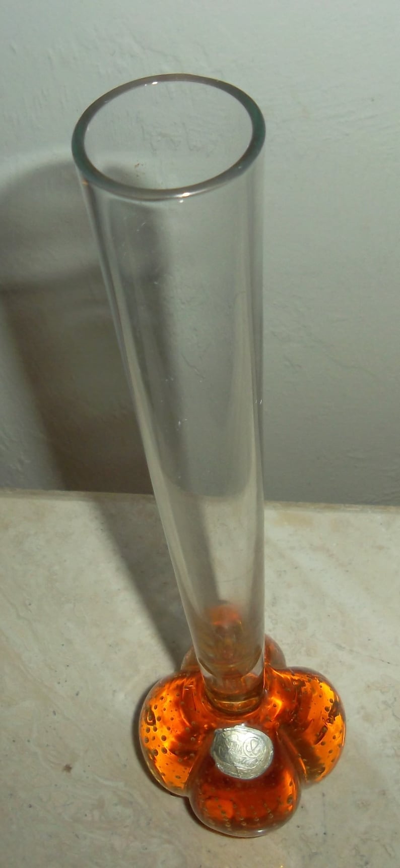 Handblown Bohemia Crystal Tall Funnel Glass With Amber Color - Etsy