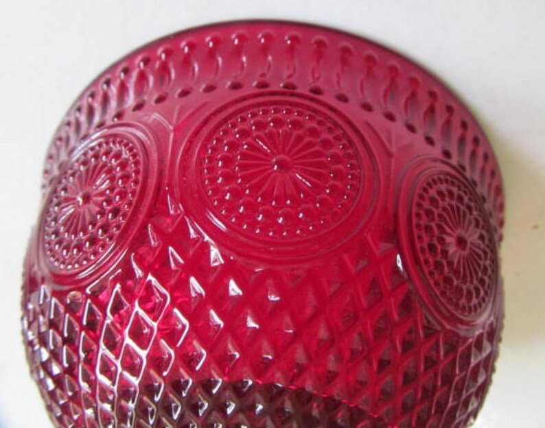Ruby Red Pressed Glass Designed Glass Dinner/dessert Serving Bowl 5" - Etsy