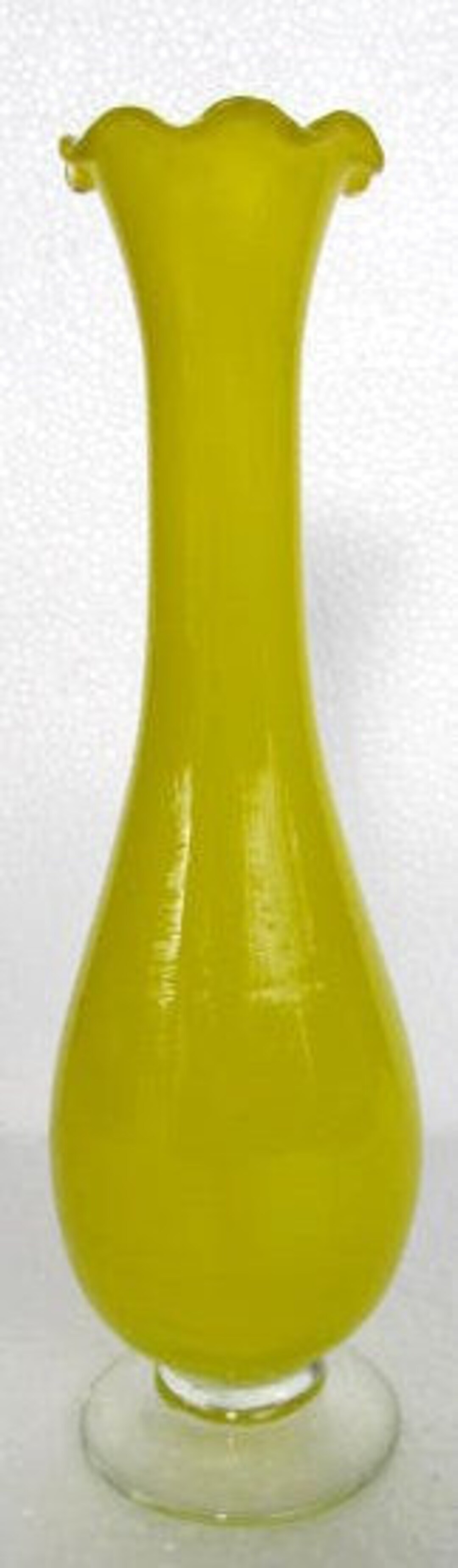 Handblown Mid-century Style Yellow Color Glass With Ruffled Top Design ...