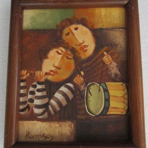 Ramsey Vintage Cartoon Like Children Playing Music Acrylic Art Painting ...