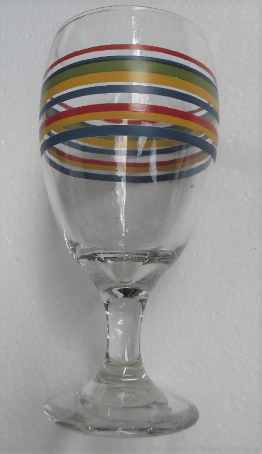 Libbey Multi-striped Wine-glasses-fiesta-red-blue-green- and Yellow ...