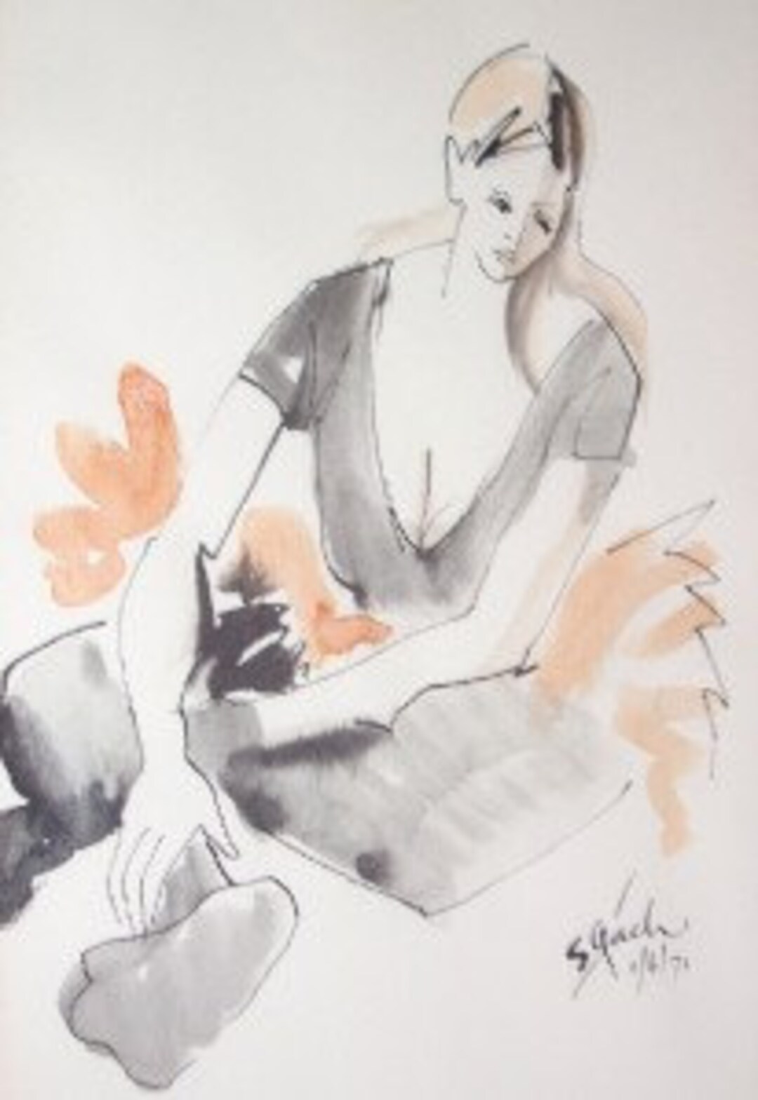Rare Signed 1971 SUSIE GACH PEELLE Original Portrait Watercolor ...