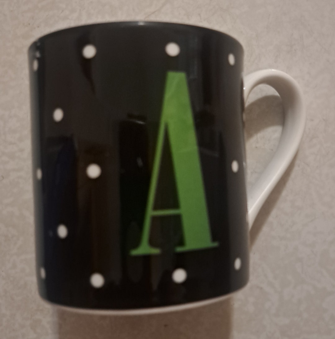 Kate Spade Letter A Mug: Black and White Polka Dot Porcelain Mug by ...