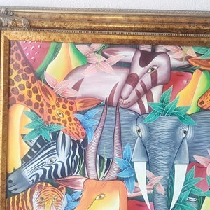 Signed P T Donald Haitian HAITI African Original" Animals" Canvas Art ...