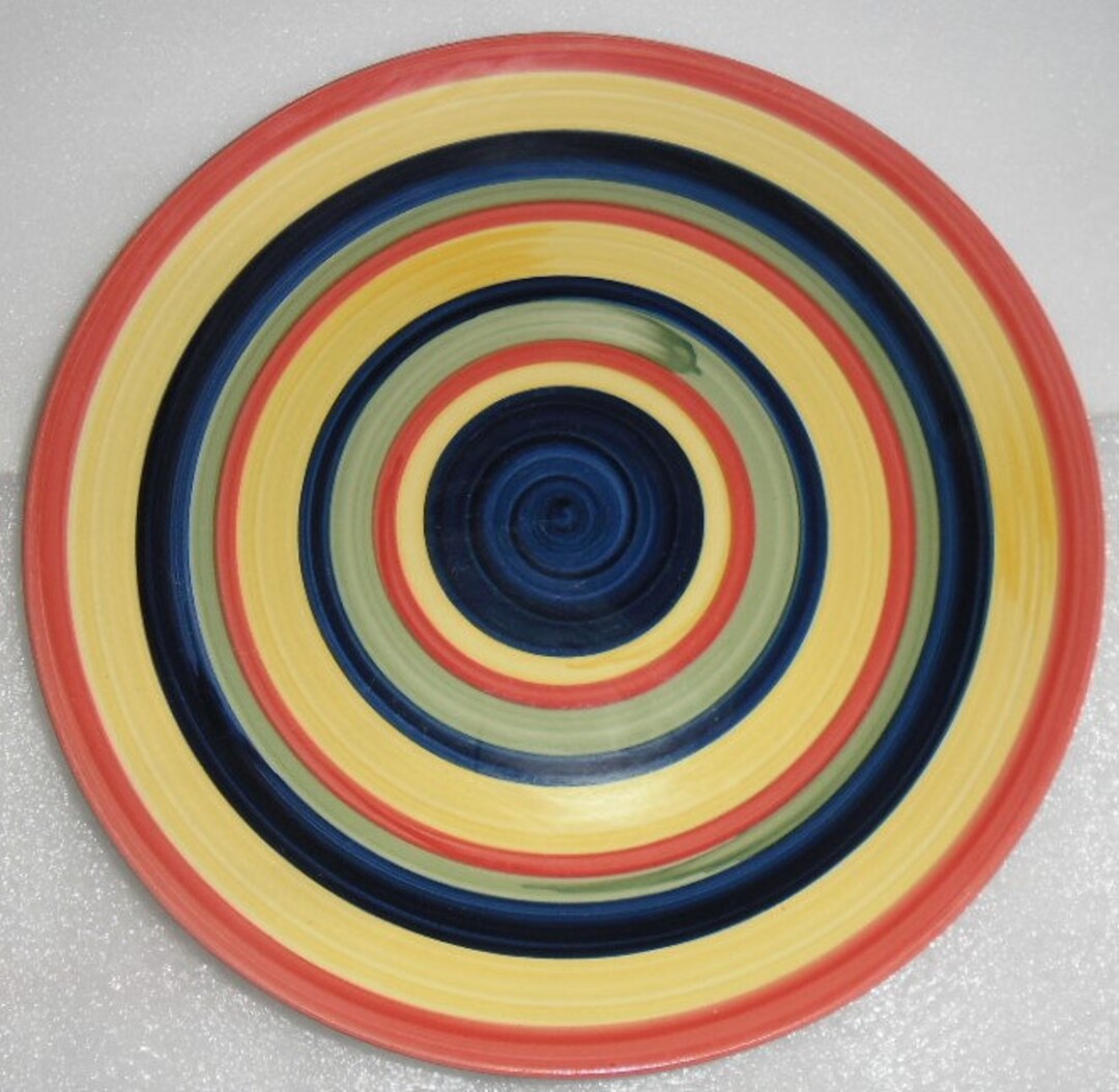 Swirl Design Multi Colored Hand-painted Collection Large Dinner Plate ...