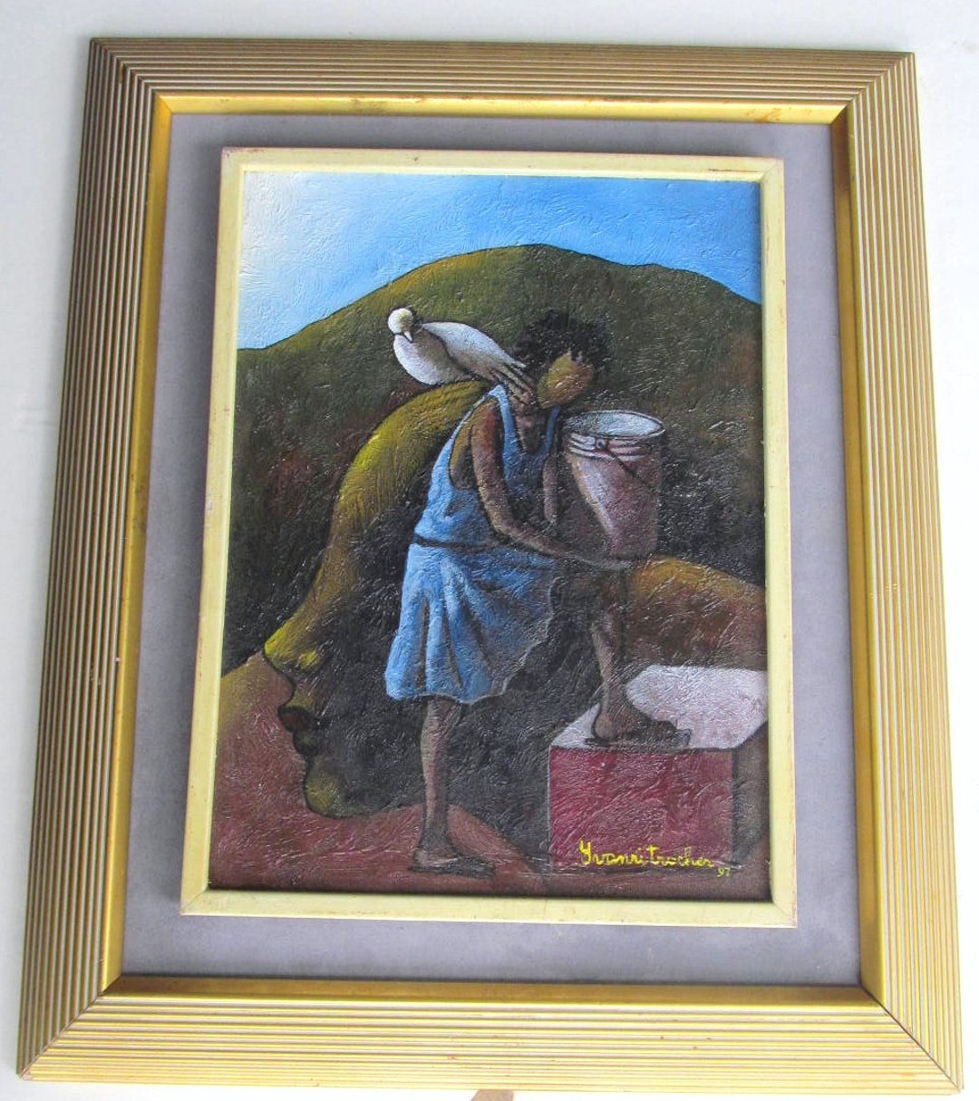 1997 Rare Signed Yves Henri Trocher Contemporary Art Painting Haiti ...