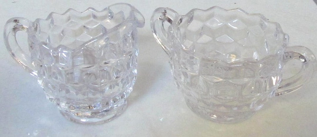 Vintage Indiana Glass Whitehall Pattern Clear Glass Mini Sugar & Milk ...