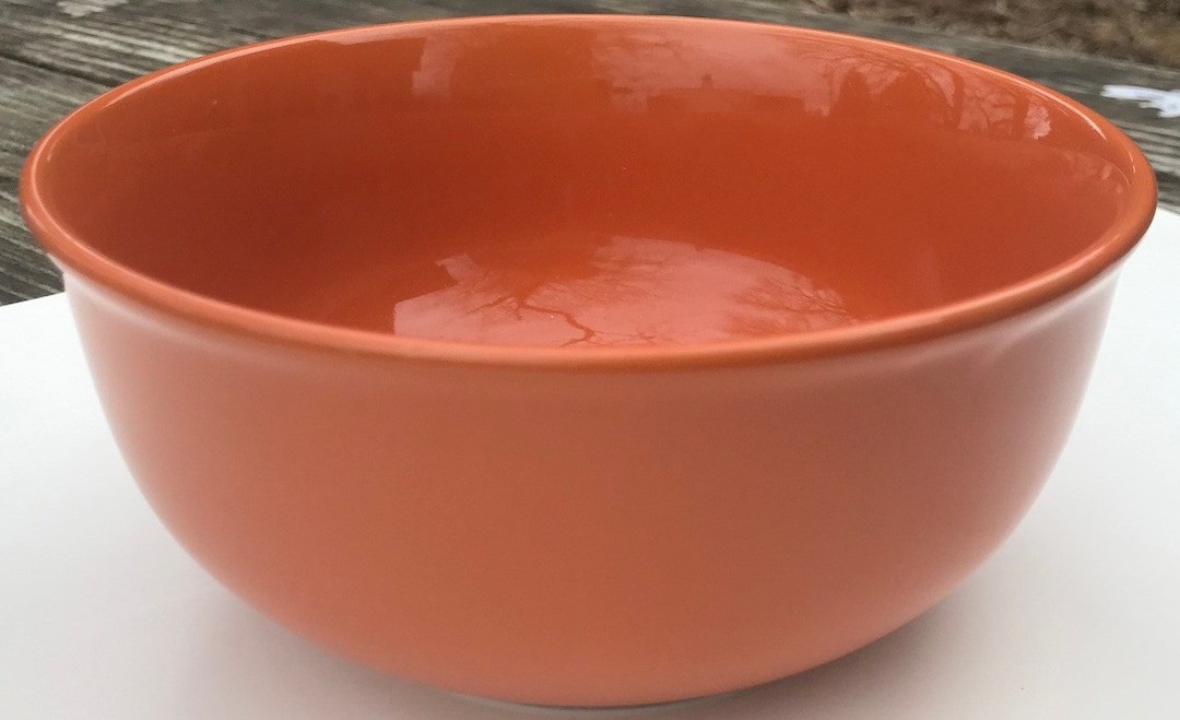 Royal Norfolk Orange Stoneware Bowl, 6 In. Gloss Color Finish Stoneware ...
